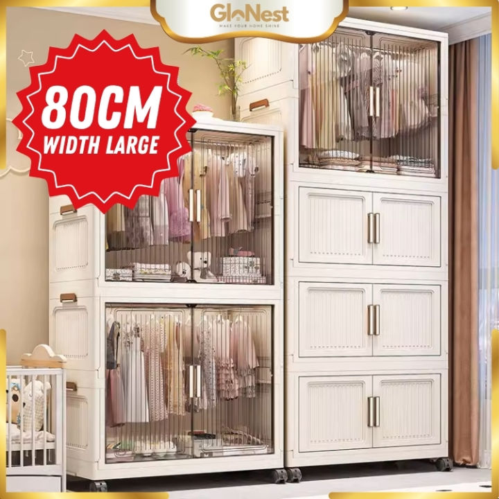 80CM Foldable Simple Installation Plastic Wardrobe Cabinet Storage With ...