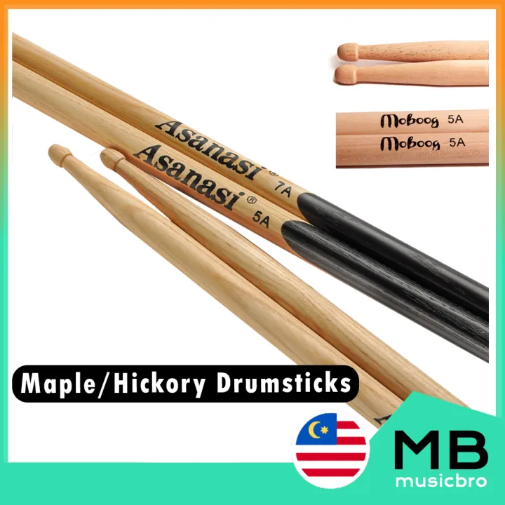 Moboog Asanasi High Quality Maple Hickory Drumsticks 5A / 7A (Drumstick ...