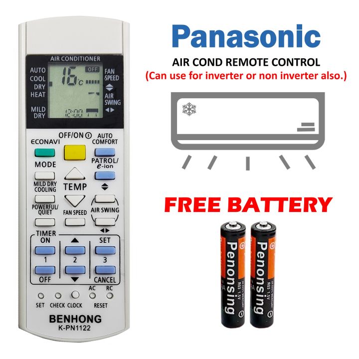 Panasonic Aircon Remote Control ECONAVI Inverter/Non Inverter Universal ...