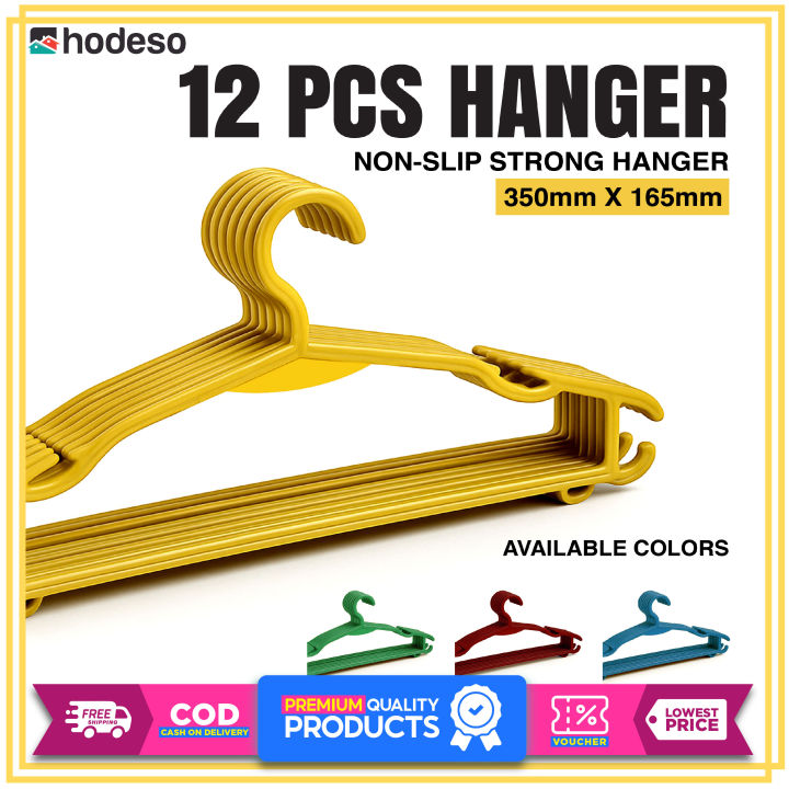 Hodeso 12pcs Hangers Non-Slip Plastic Hanger, High-strength anti ...