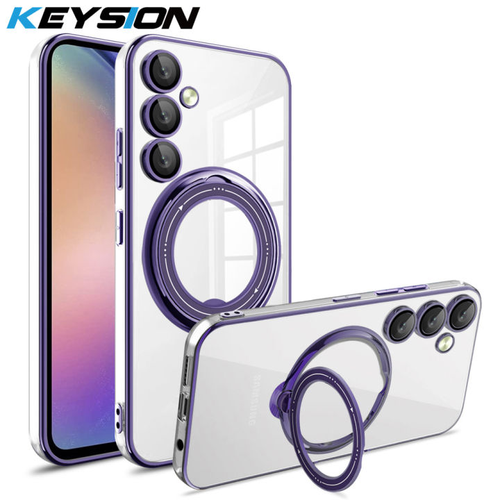 KEYSION Transparen Plating TPU Case for Samsung Galaxy A54 A34 5G A24 A14 LTE A04S Camera ...