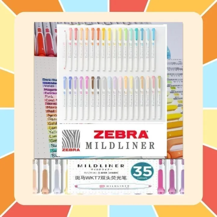 ZEBRA Mildliner ปากกาเน้นข้อความ แบบแยกแท่ง 2 หัว - 35 สี Mild Liner ...