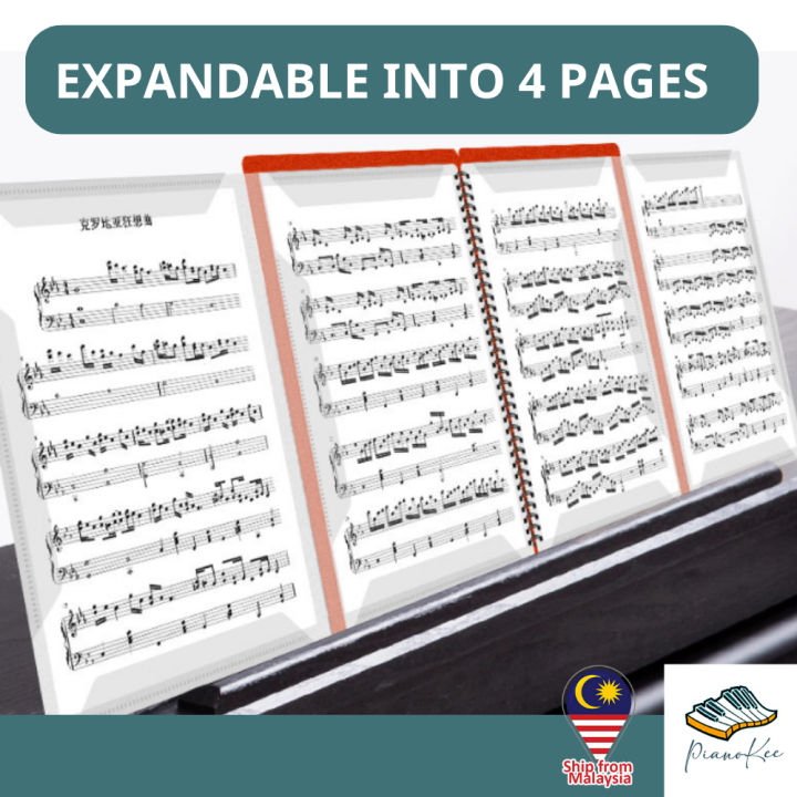 40 Sheets Four-fold Spread Easy Music Sheet Folder A4 Piano Music ...