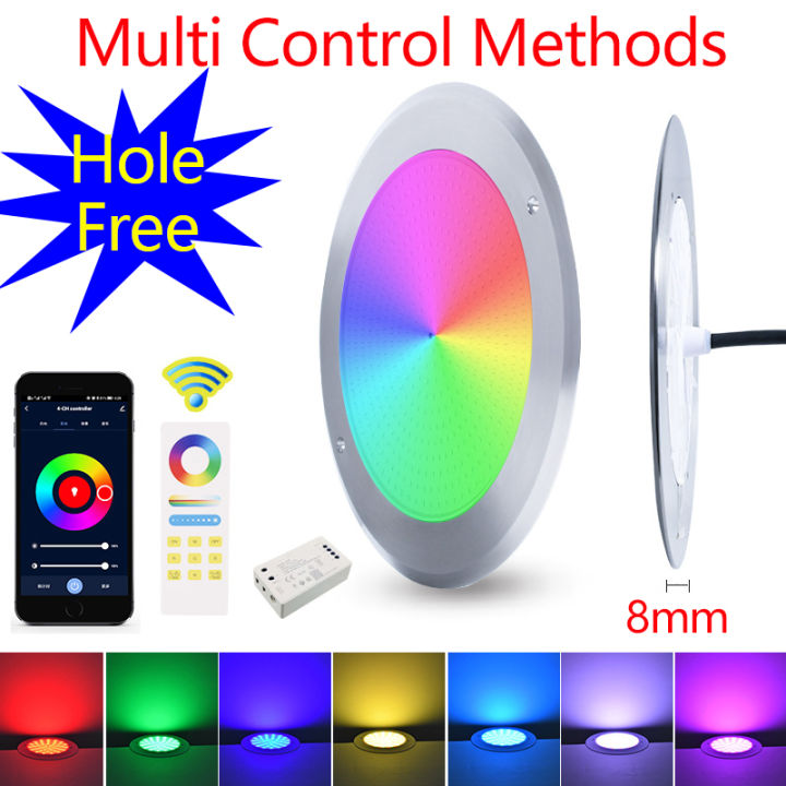 【Buy 5 RGB Free Controller】SS316 Hole Free Underwater Light Ultra Thin Swimming Pool Lamp ...
