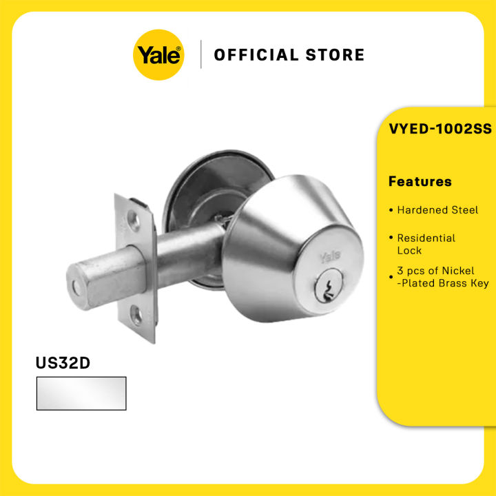 Yale Deadbolt Lock YED1002 Double Cylinder with Thumb Turn Essential ...