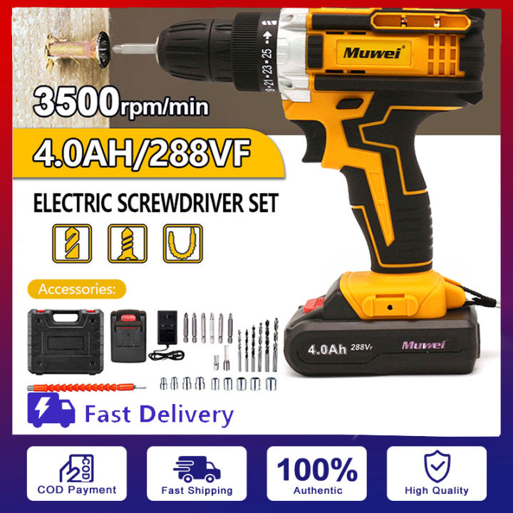 288VF Drill Cordless Electric Screwdriver Drill Set 24V Two Speed with ...