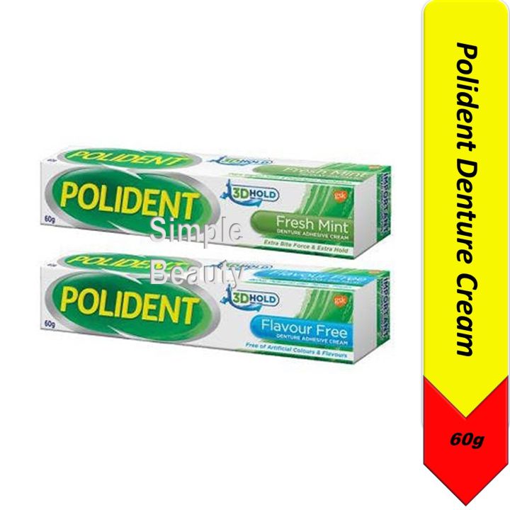 Polident Denture Adhesive Cream Fresh Mint / Flavour Free, 60g | Lazada ...