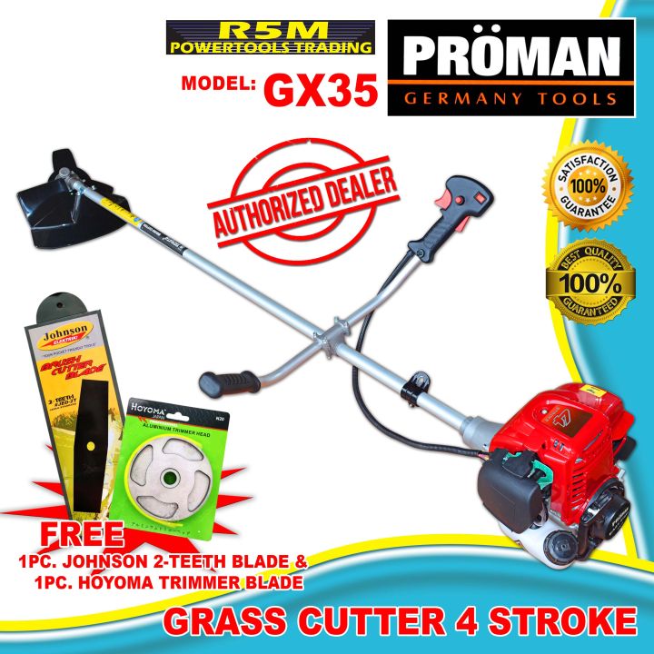 PROMAN GERMANY TOOLS GX35 4 STROKE GRASS CUTTER / FREE 1PC. JOHNSON 2 ...