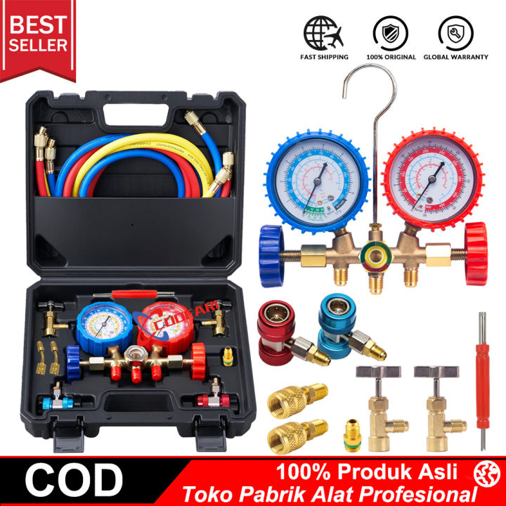 Alat Pengisian Freon Kulkas Brass Double Manifold Multi One Cool Pengisian Freon Ac Mobil Ac ...
