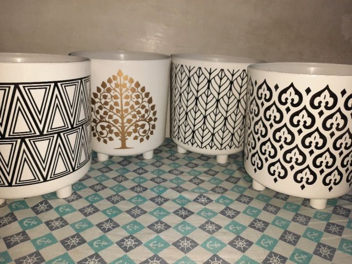 NEW & BIG printed design pots for plants (LARGE 9x9.5 inches ...