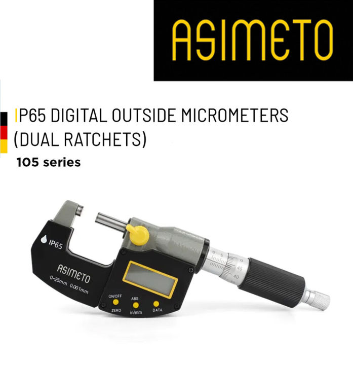 Asimeto ดิจิตอลไมโครมิเตอร์ IP65 Digital Micrometer 0-25 มม, 25-50 มม ...