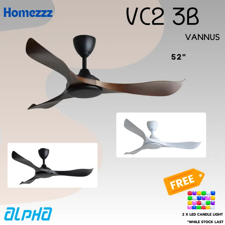 ALPHA Vannus - VC2 52 Inch DC Motor Ceiling Fan with 3 Blades (6 Speed Remote) | Lazada