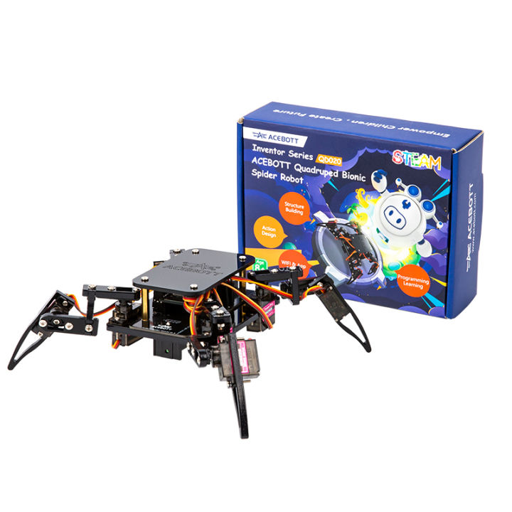 ACEBOTT ESP8266 Bionic Quadruped Spider Robot Kit App Remote Control Walking Crawling STEM ...