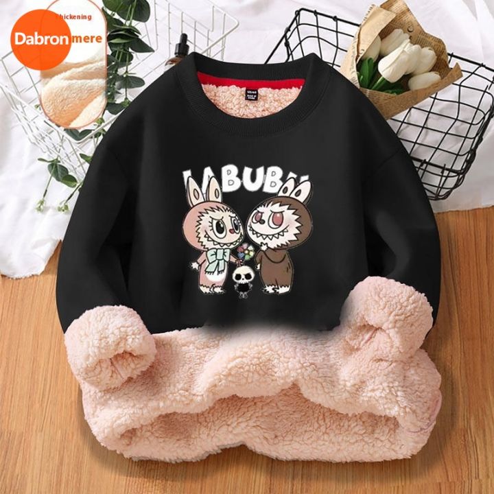 Dabron เสื้อฮู้ดลาย Labubu มีฮู้ดสำหรับเด็ก,เสื้อมีฮู้ดลายผ้าฟลีซแกะ ...