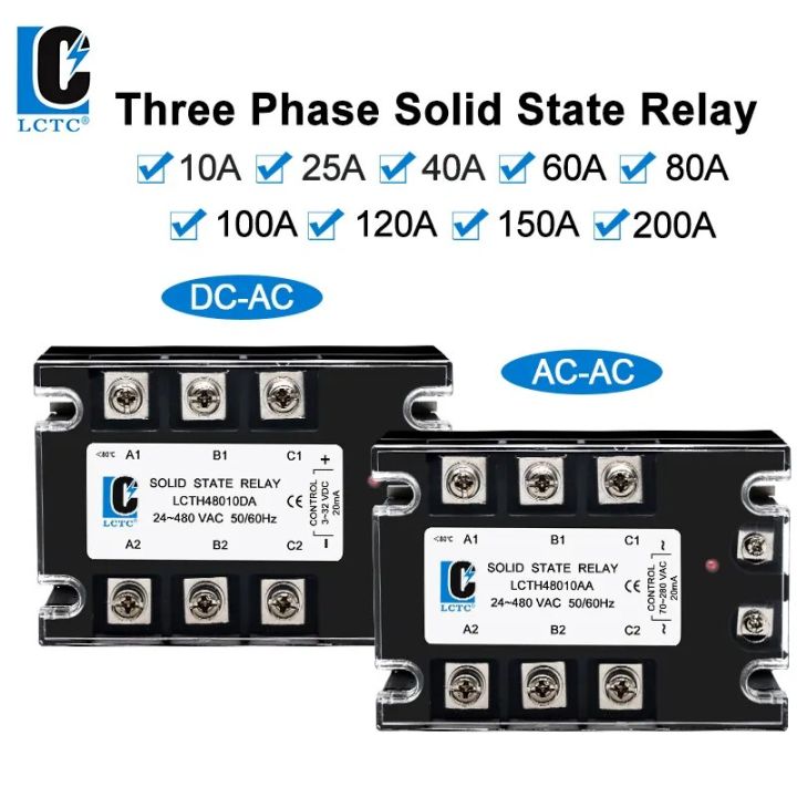 Three-Phase Solid State Relay AC Control AC 10A 25A 40A 60A 80A 100A 120A 150A 200A DC Control ...