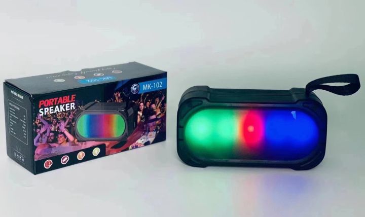 PORTABLE MK-102 SUPER BASS BLUETOOTH WIRELESS SPEAKER WITH RGB LIGHT | Lazada PH