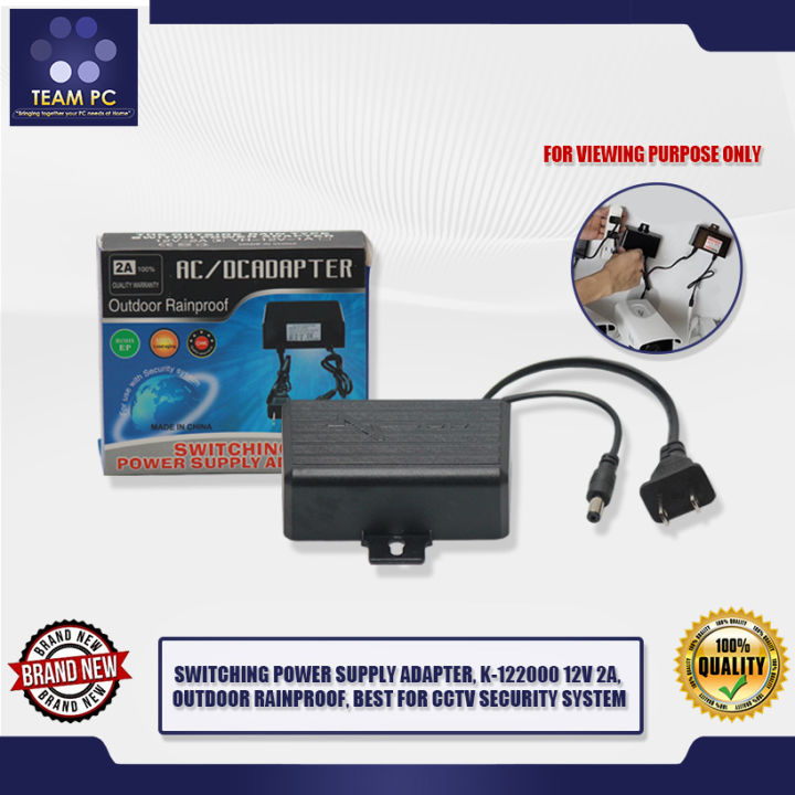 TEAM PC SWITCHING POWER SUPPLY ADAPTER, K-122000 12V 2A, OUTDOOR ...