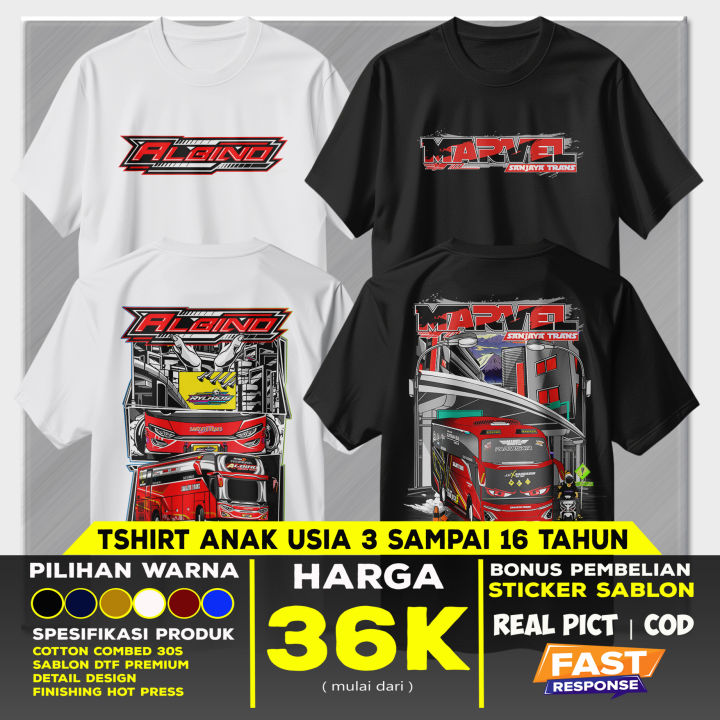 Baju Bus Anak ALBINO JB3 & MARVEL JB5 dengan Stiker Gratis | Kaos ...