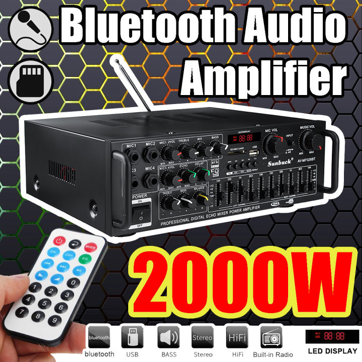 MOLM - HIFI Audio Amplifier Bluetooth 2000W Dengan Remote Control - FM ...
