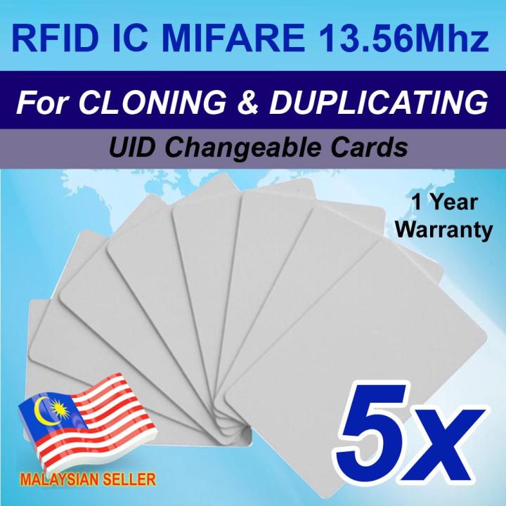 5 cards x 13.56Mhz RFID IC Type A - Writable Clone Duplicating UID ...