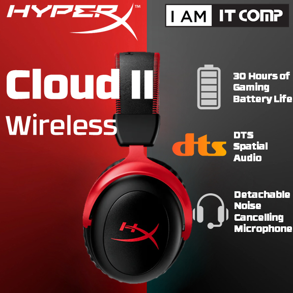 HyperX Cloud II Wireless 7.1 Surround Sound with Detachable Mic Gaming ...