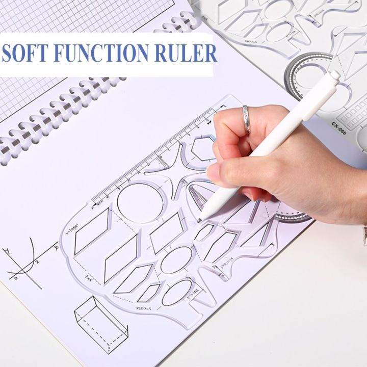 AQBCM Portable Transparent Circle Geometry for Student Measuring Ruler ...
