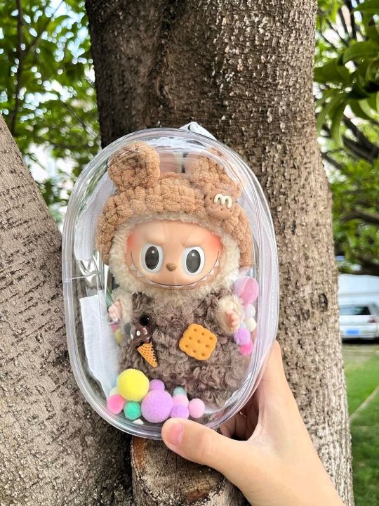 กระเป๋าใส่ลาบูบู้ ซองใส่ลาบูบู้ labubu macaron Doll Figure Carry PVC ...