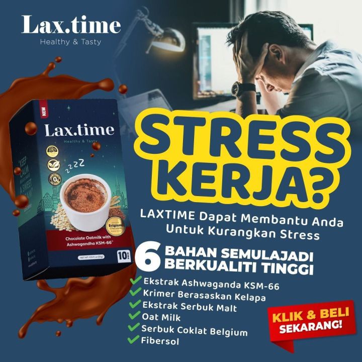 [OFFICIAL DISTRIBUTOR] LAXTIME CHOCOLATE OATMILK DENGAN KSM ASHWAGANDA ...