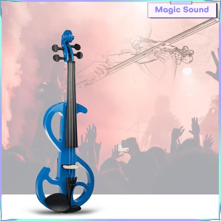 Magic Sound Electric Violin 4/4 Full Size Blue with Case, Bow, Audio ...