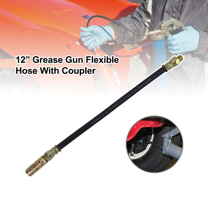 Grease Gun Flexible Hose 12 Inch With Coupler Heavy Duty Long Extension ...