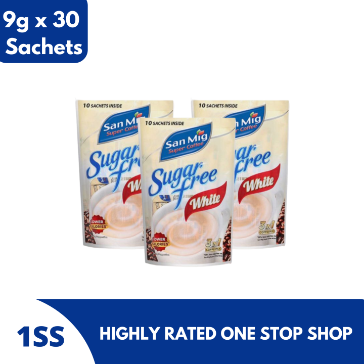 San Mig Coffee White 3-in1 Sugar-Free Coffee, 9g x 10 sachets set of 3 | Lazada PH