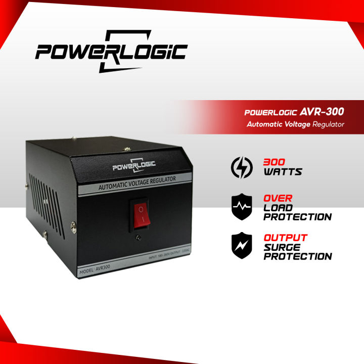 POWERLOGIC AVR-300 ( 300watts AVR, with surge protection 3 x 220v ) | Lazada PH