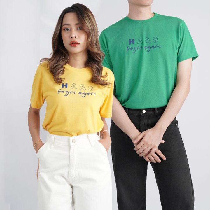 haas เสื้อยืดแขนสั้น unisex ผู้ชาย ผู้หญิง ลายสกรีน begin again SBSK2630 Clothing Man | Lazada.co.th