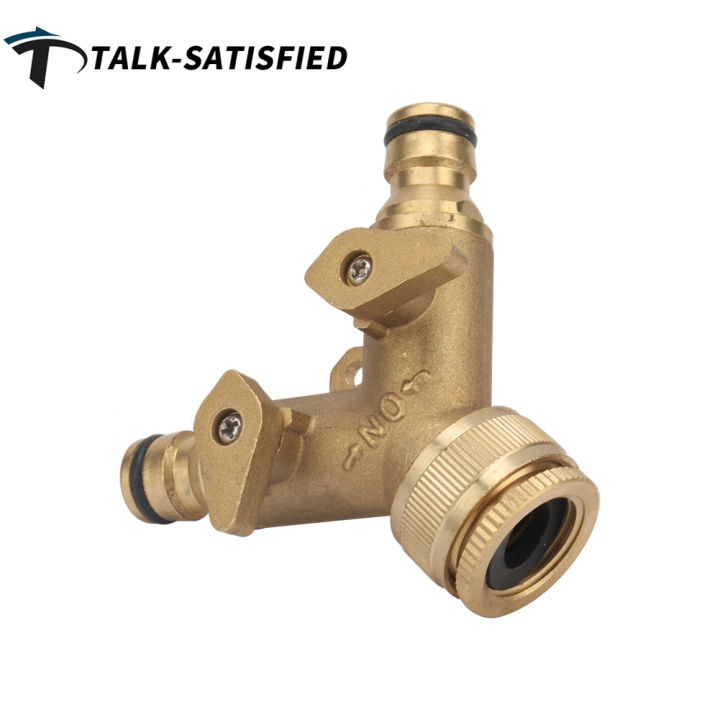 Brass Hose Pipe Splitter 2 Way Quick Connectors Y Shape Garden Tap ...