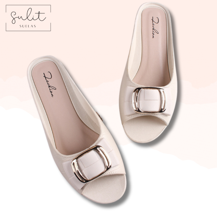 SULIT SUELAS Fashion Low Heel PVC Rubber Mules Stylish Women Footwear ...