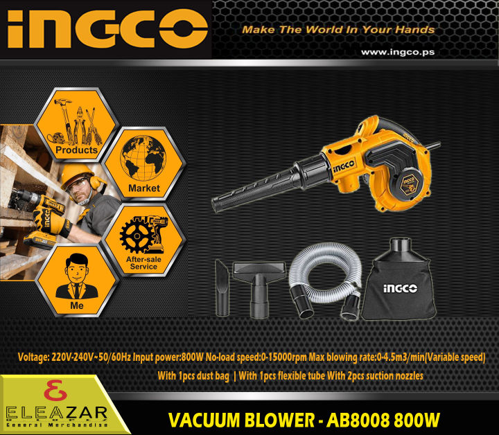 INGCO - Original 2 in 1 Vacuum Blower 800W Dust Extractor CPU Blower ...
