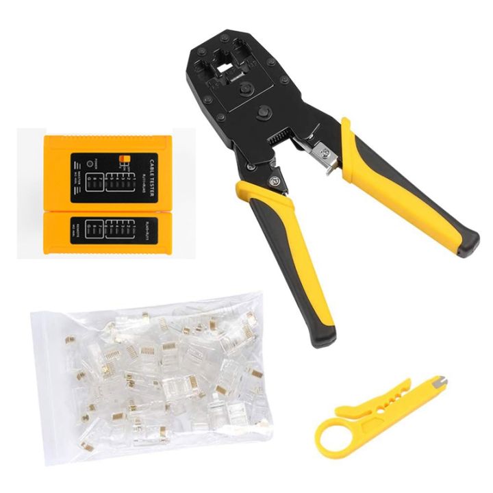 (QSAF) Cable Tester RJ45 Crimp Tool Kit Crimp Crimper CAT5E CAT5 ...