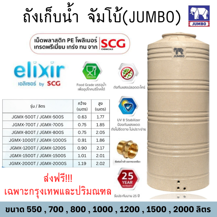ถังเก็บน้ำจัมโบ้ Jumbo รุ่น บิ๊กแกรนด์ (Big Grand ELIXIR) สีทรายแกรนิต ...