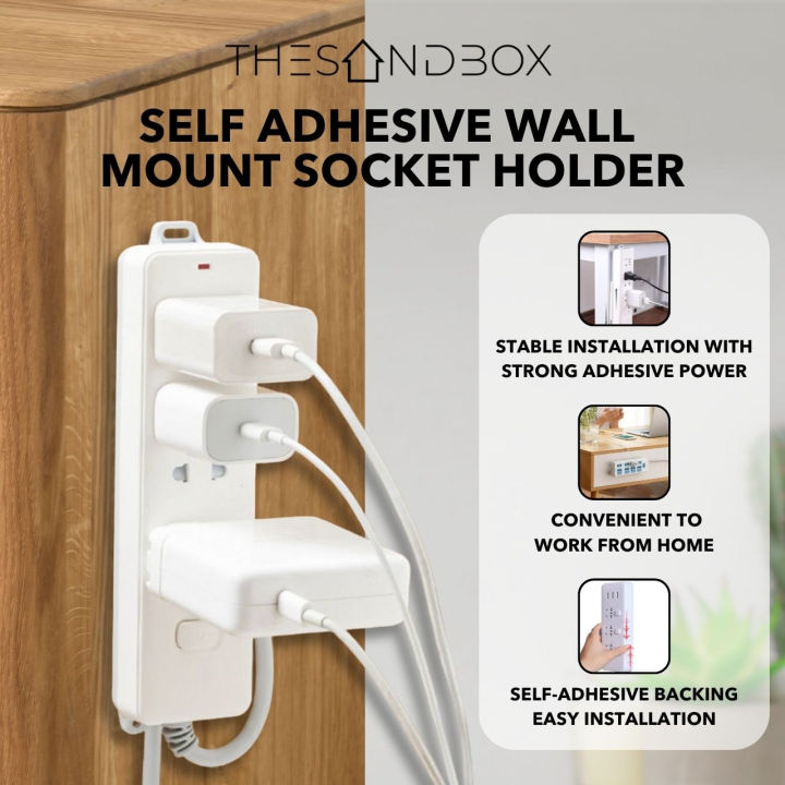 Self Adhesive Wall Mount Socket Holder [ 360 Fixator Plug Holder Cable ...