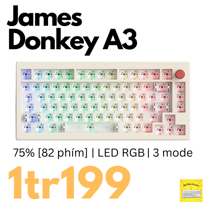 KIT James Donkey A3 Gasket Pro Led RGB | Trắng | Full Foam 3 Modes Mạch ...