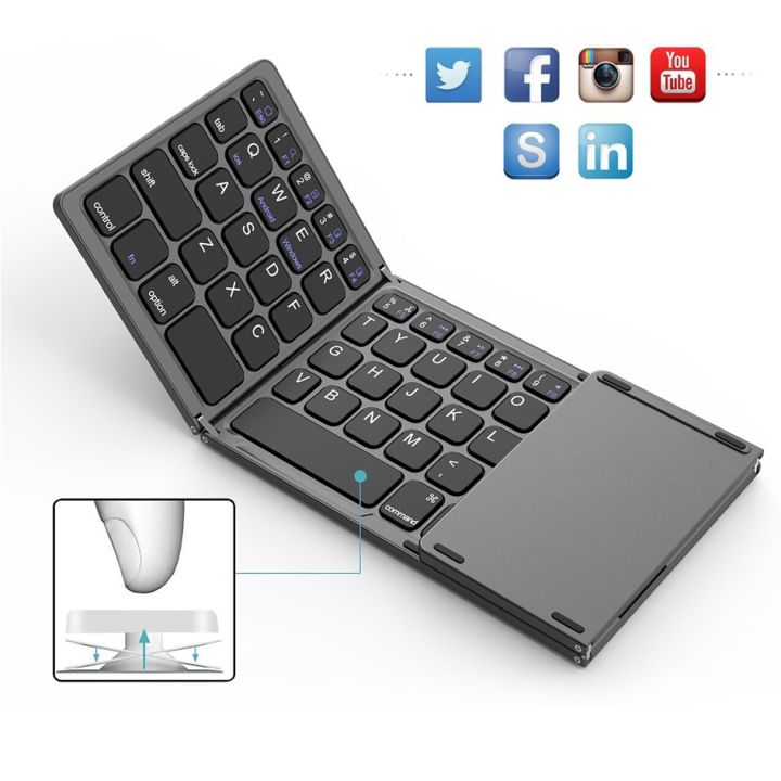 Foldable Wireless Keyboard with Touchpad/Numberic Pad Bluetooth ...