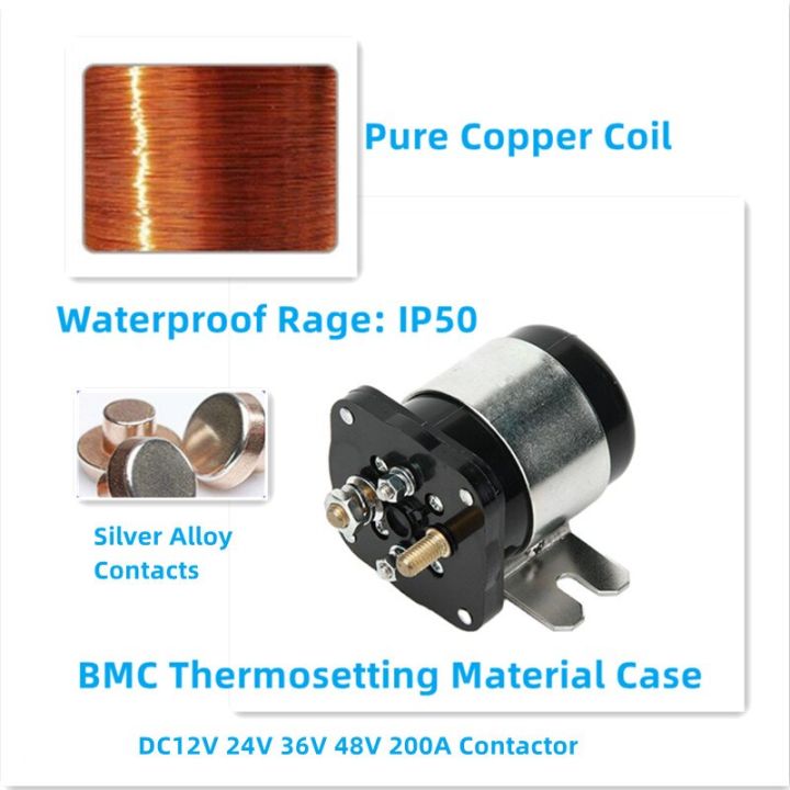 Relays/ 12V 24V 36V 48V 200A Continuous Contactor Battery Relay ...