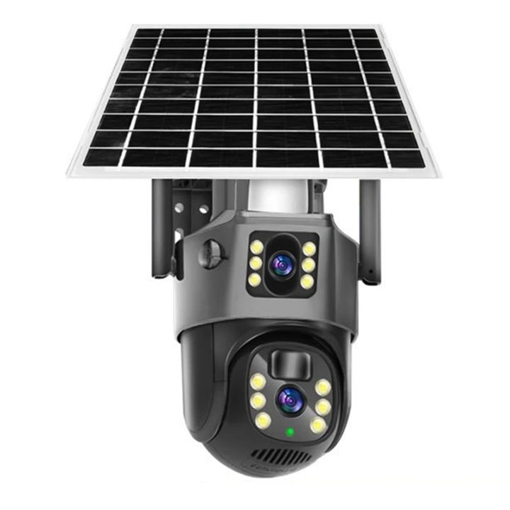 4K Dual Lens Solar Cameras 8MP Wireless Surveillance PTZ Camera Color ...