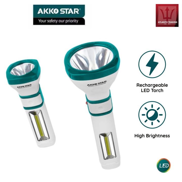 AKKO STAR RECHARGEABLE LED TORCH AK-2112COB / AK-2152COB | Lazada