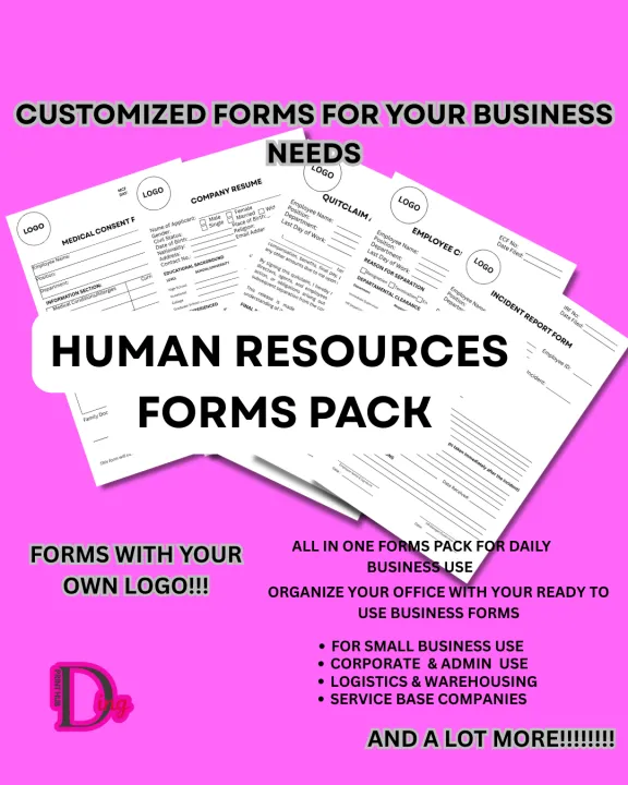 Customized Human Resources Forms Pack for Business Use Size 5.5"x8.5 ...