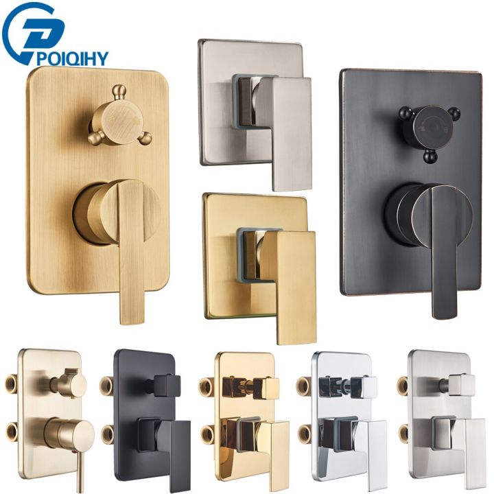 Matte Black Bathroom Hot Cold Bath Mixer Valve Concealed Water Control ...