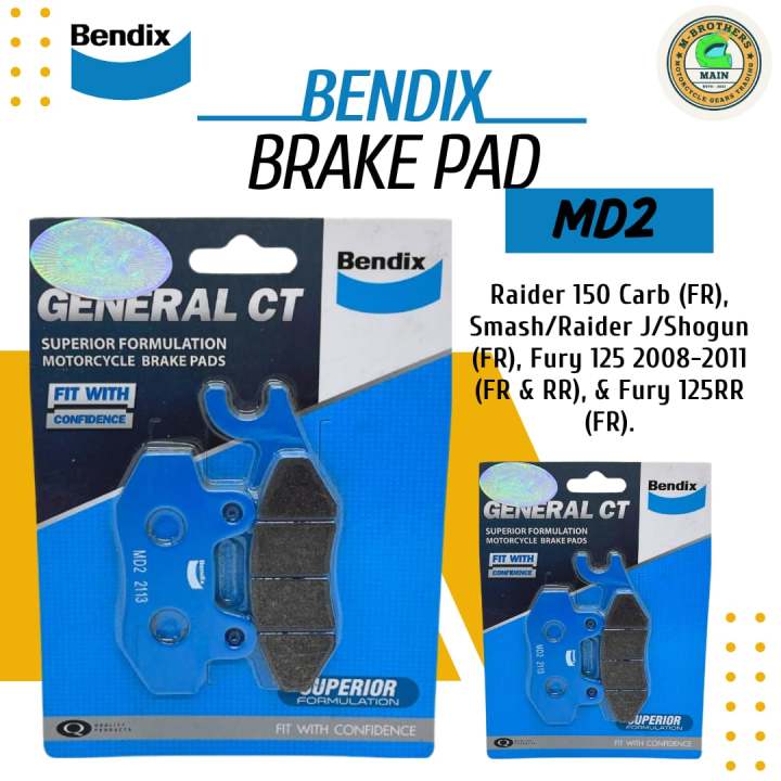BENDIX BRAKE PAD MD2 FOR R-150 CARB, SMASH/RAIDER J, SHOGUN, FURY 125 ...