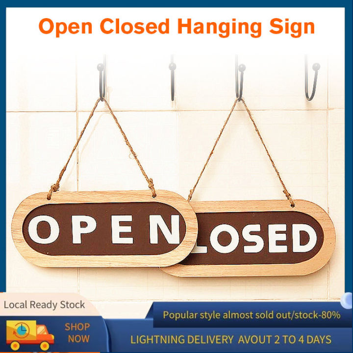Business Open Closed Sign Wood Open Closed Hanging Sign 2 Sided ...