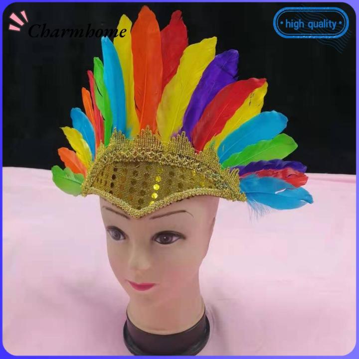 CHARMHOME Feather Feather Headdress Colorful Head-mounted Carnival ...