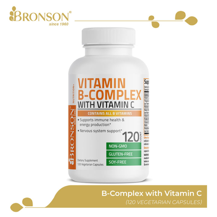 Bronson Vitamin B-Complex with Vitamin C for Energy and Immunity 120CT ...